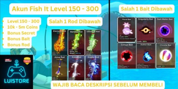 Beli Akun Akun Fish It - Level 150+ Fish It! Termurah Juni 2026 | itemku
