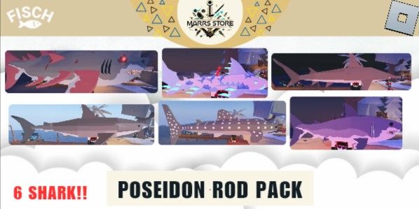 Buy Fish Poseidon Rod Fisch Pack (6 Shark For Gate Rod Poseidon ...