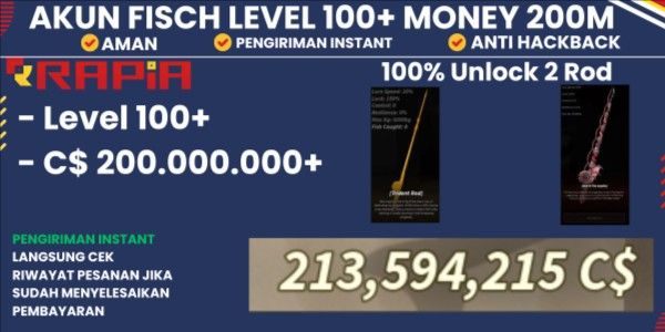 Buy Account Akun Fisch Level 100+ [200M Money] 100% Trident Rod + Rod ...
