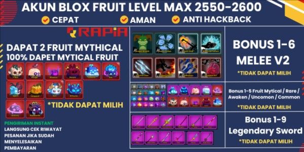 Buy Account Blox Fruit Account (100% Get 2 Mythical Fruit) - MAX Level ...