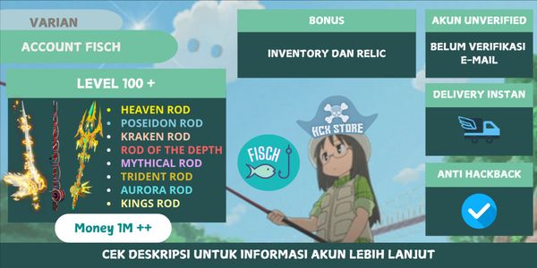 Beli Akun AKUN FISCH Level 100+, HEAVEN ROD, POSEIDON ROD, ROD OF THE ...