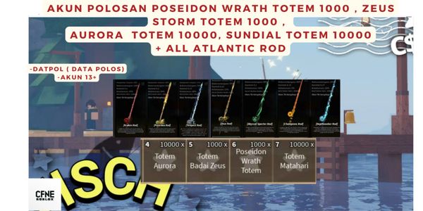 Buy Account AKUN FISCH POSEIDON WRATH TOTEM 1000 , ZEUS STORM TOTEM ...