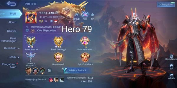 Beli Akun AKUN ML SULTAN,HERO 79,SKIN 97, RANK GG,AMAN DAN TERJANGKAU ...