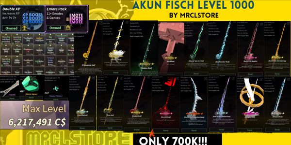 Beli Akun AKUN FISCH LEVEL MAX | MRCLSTORE ( unlock 38 rod + bonus ...