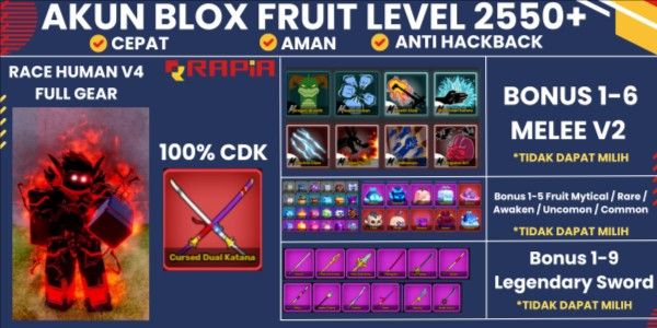 Buy Account Akun Blox Fruits Race Human V4 (Awakening) FULL GEAR- CDK ...