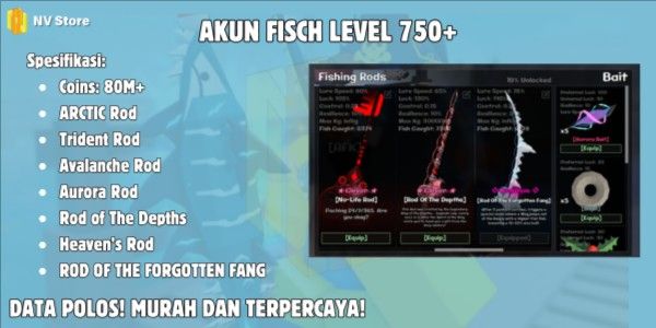 Beli Akun AKUN FISCH LEVEL 750+ (ROTFF + ROTD + HEAVEN'S ROD + TRIDENT ...