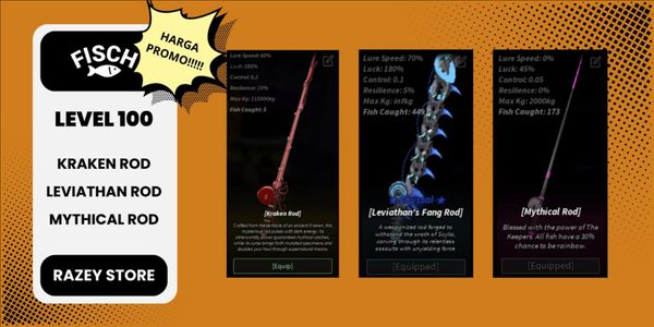 Buy Account Akun Fisch Level 100 (Kraken Rod + Leviathan Rod + Mythical ...