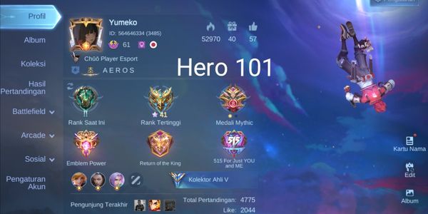 Beli Akun *SPESIAL PROMO Akun Mobile Legend Hero101 Skin126 1Collab 1CC 14Epic Bagus Banget Aman ...