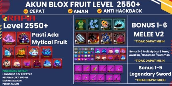 Buy Account Blox Fruit Account 100 Mythical Fruit Max Level