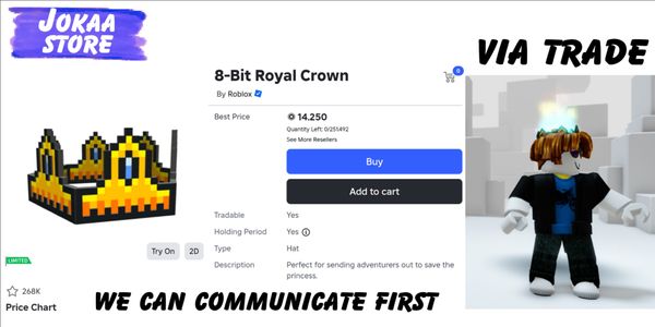 Buy Item 8-Bit Royal Crown - Limited RBL Item Roblox 3356669 | itemku