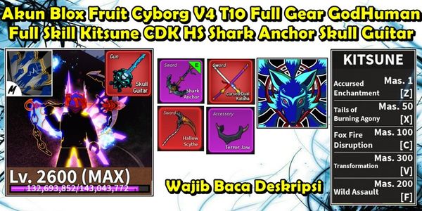 Buy Account Akun Blox Fruit Full Skill Kitsune Race Cyborg V4 T10 Full ...