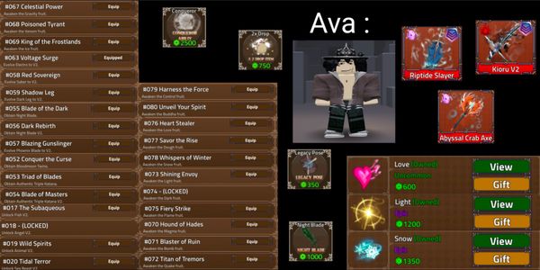 Beli Akun Akun King Legacy Max - Riptide Slayer - Abyssal Crab Axe - Kioru V2 - Permanent Love ...