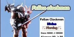 Buy Others Fallen Clockman (Godly) Toilet Tower Defense 3388219 | itemku