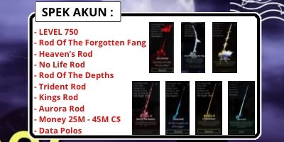 Buy Account Akun Fisch Level 750 Rod Of Forgotten Fang,No Life Rod,Rod ...