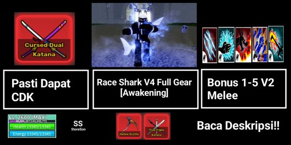 Buy Account Akun Level Max Race Shark V4 Full Gear AWAKENING + CDK Blox ...