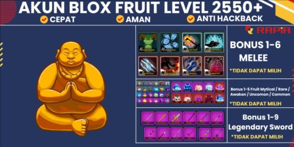 Beli Akun Akun Blox Fruit Human:Buddha Fruit [Level Max] GODHUMAN Blox ...