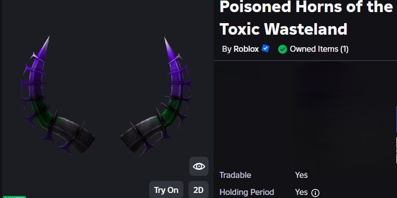 Buy Item Poisoned Horns of the Toxic Wasteland (Limited Item) Roblox ...