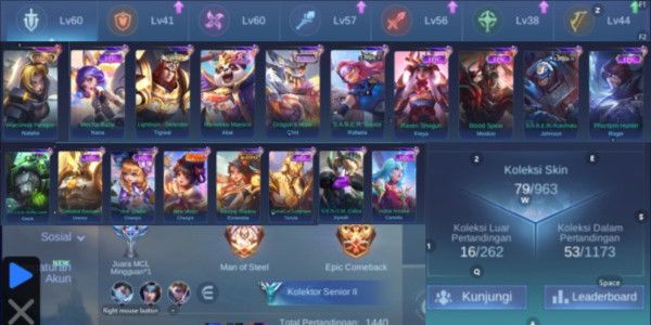 Buy Account (827)Akun Mlbb Emblem Max 2, Col Nata, Skin Setara Epic 17 ...