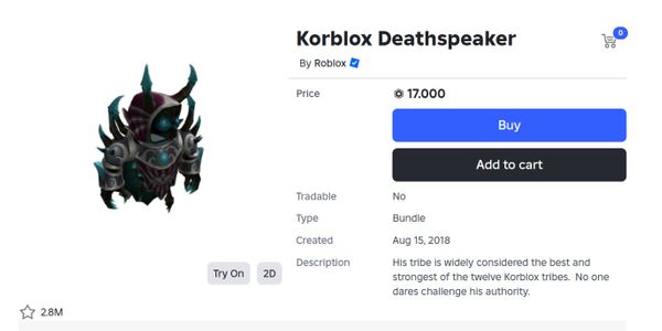 Buy Item Korblox Deathspeaker Roblox 3536439 | itemku