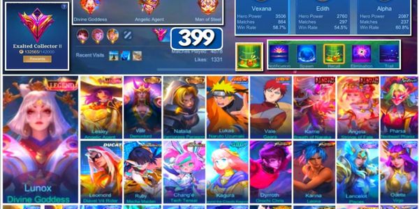 Buy Account #2026 ML Account | 399 Skins | Legend Lunox, Lesley ...