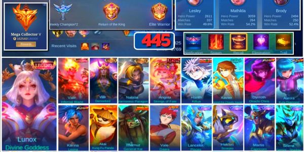 Buy Account #1790 ML Account | 445 Skin | Legend Lunox, Valir ...