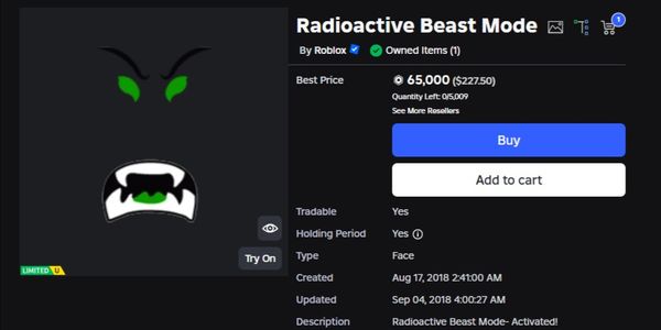 Buy Item radioactive beast mode (rbm) 65k+ Roblox 3737833 | itemku