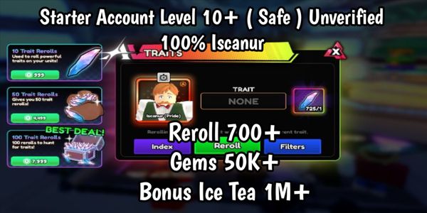 Beli Akun Akun Starter Level 10+ | 100% Iscanur | Reroll 700+ | Gems ...