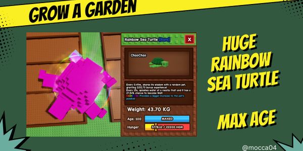 Buy Pets Huge Rainbow Sea Turtle | Grow a Garden Grow A Garden cheapest ...