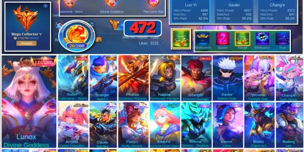 Buy Account #3348 | 472 Skins | Legend Lunox Saber | Collector Granger ...