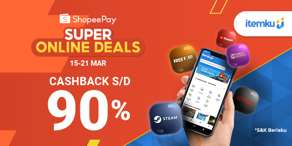Cashback 90% bersama Shopee Super Online Deals!