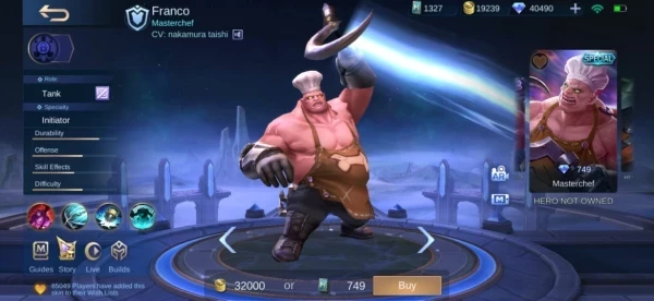 Buy Skin Masterchef (Special Skin Franco) Mobile Legends 735172 | itemku